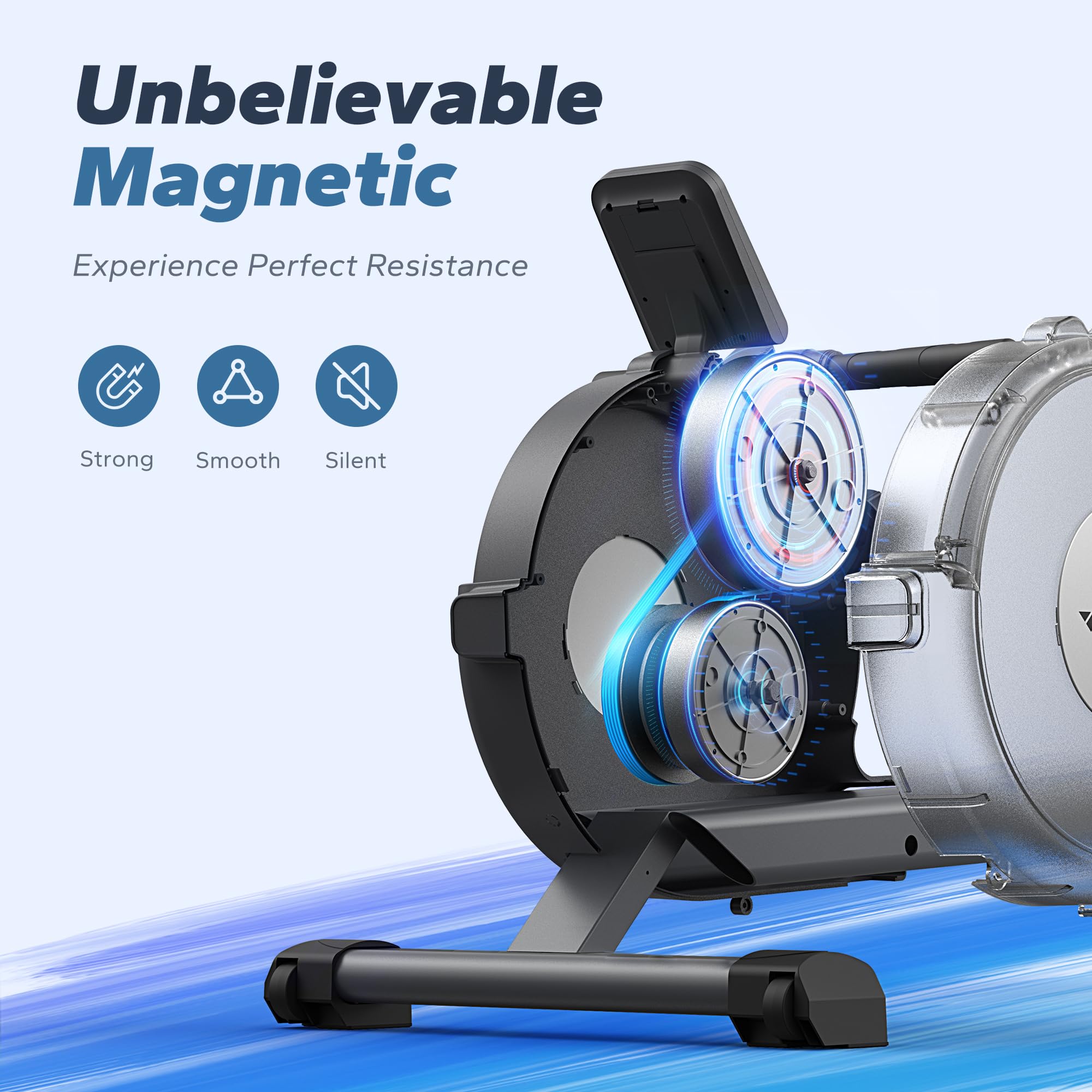 MERACH Rowing Machine & Seat Cushion, Magnetic Rower Machine for Home, 16 Levels of Quiet Resistance, Dual Slide Rail with Max 350lb Weight Capacity, App Compatible