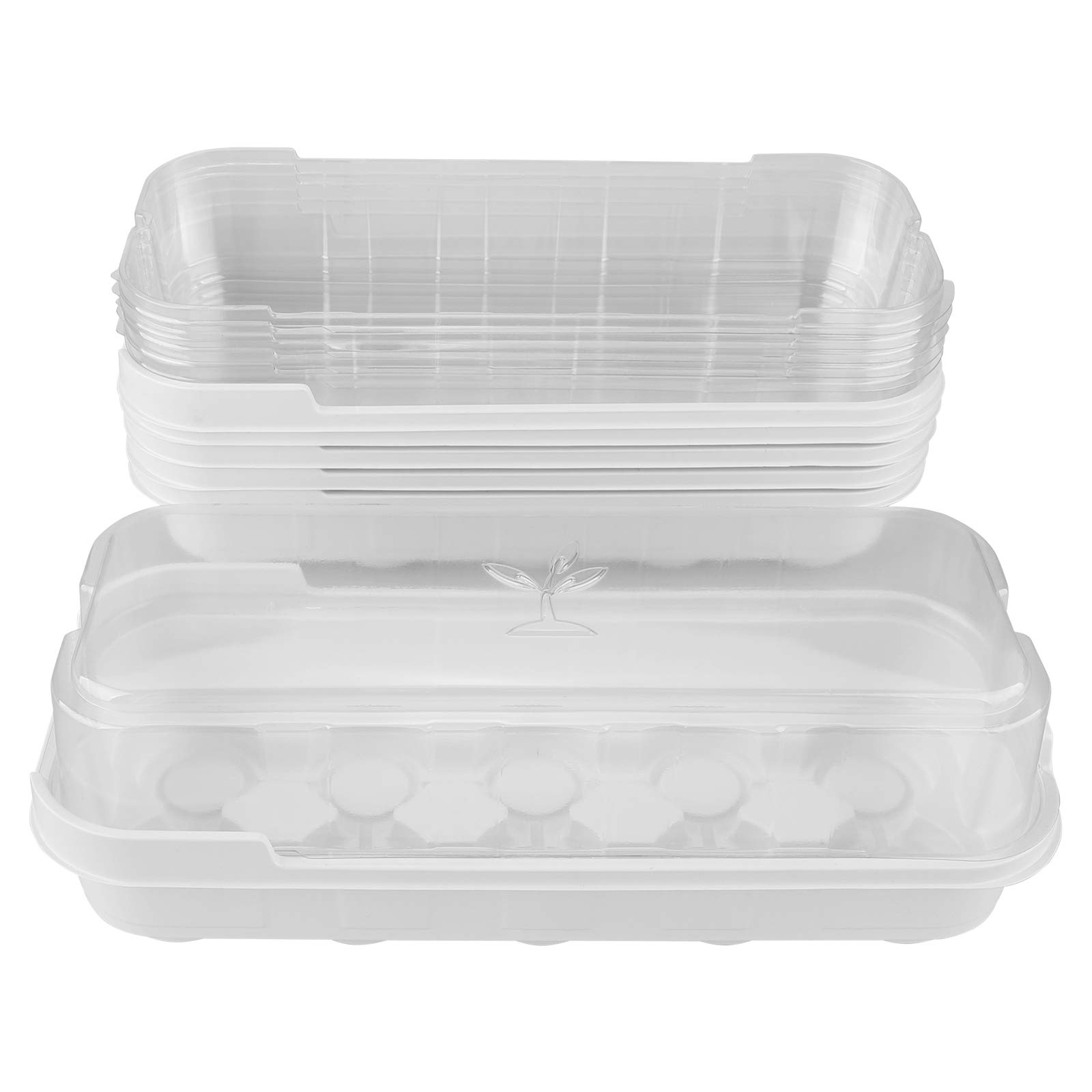 TITA-DONG 6 Pack Seed Propagator Tray Set, Mini Sturdy Windowsill Trays with Cover Dome, Greenhouse Grow Trays Mini Propagator for Seeds Growing Starting(White)