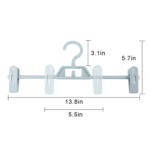 Pants Hangers, Space Saving Skirt Hangers with Adjustable Non-Slip Clips and 360 Swivel Hook & Multi Clothes Hanger Connector Hooks for Jeans, Slacks ( blue10 Pack)