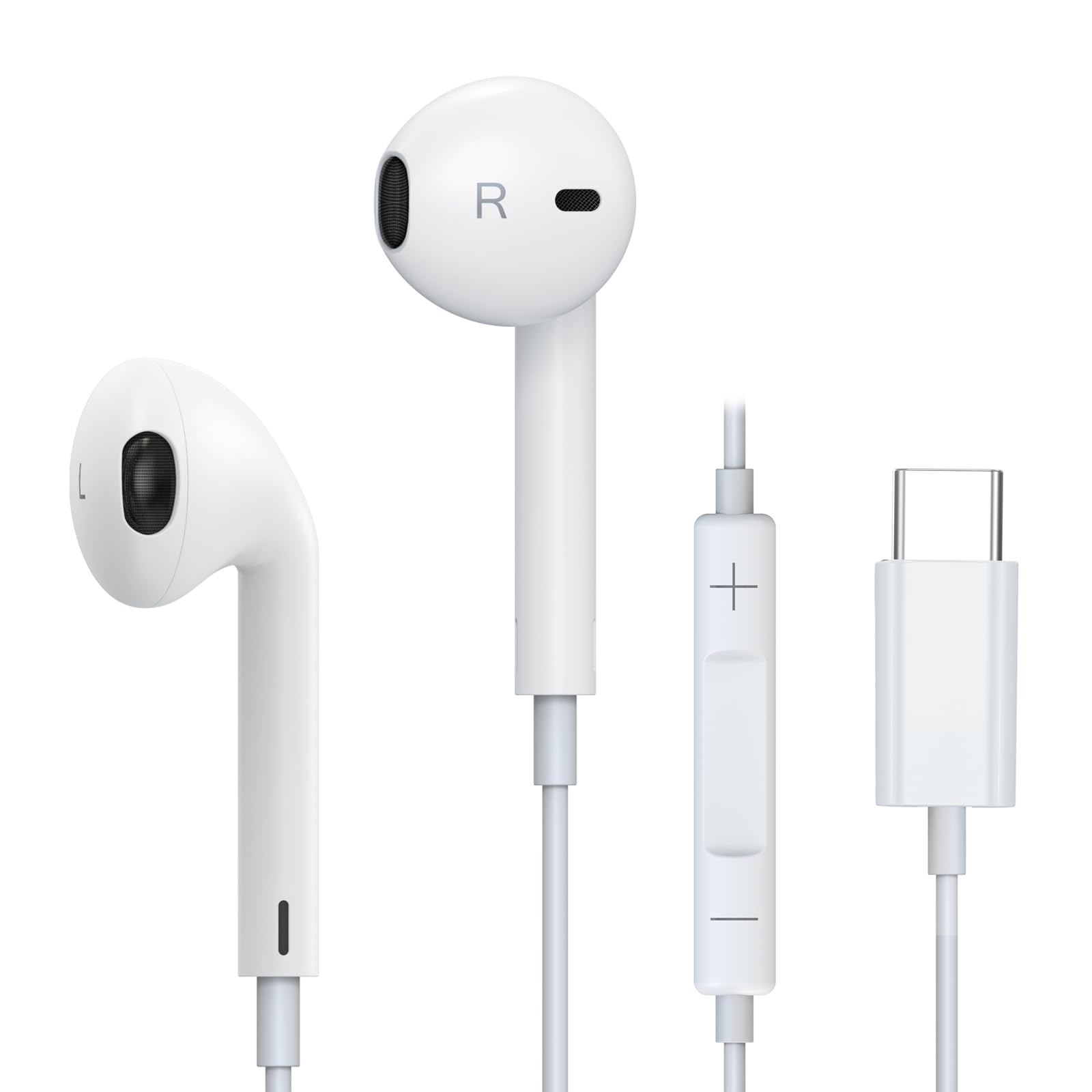 Aolcev USB C Headphones, Type C Earphones for Samsung Galaxy S23/ S23P/ S23 Ultra, in-ear Type C Earbuds with Mic, Noise Canceling Earbuds Wierd, Earbuds for iPhone 15 and Most Type C Devices, White