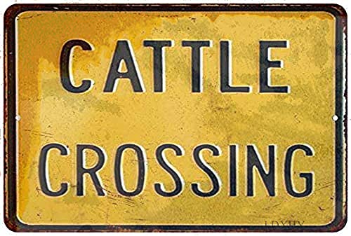 J.DXHYA Tin Poster Metal Sign Cattle Crossing Vintage Retro Decor Cow Ranch S Decorations Farm Animal Gift 8x12 108120067031 Wall Plaque Signs