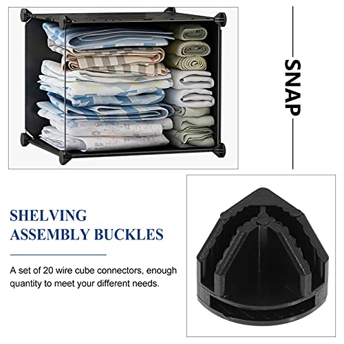 ARTIBETTER 20Pcs Cube Organizer Connector Plastic Cube Connector Wire Cube Connectors Closet Storage Organization (Black)