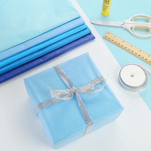 Shindel Tissue Gift Wrapping Paper Crafts, 200Sheets Blue Wrapping Tissue, 5 Colors, 19.7 x 27.6inches