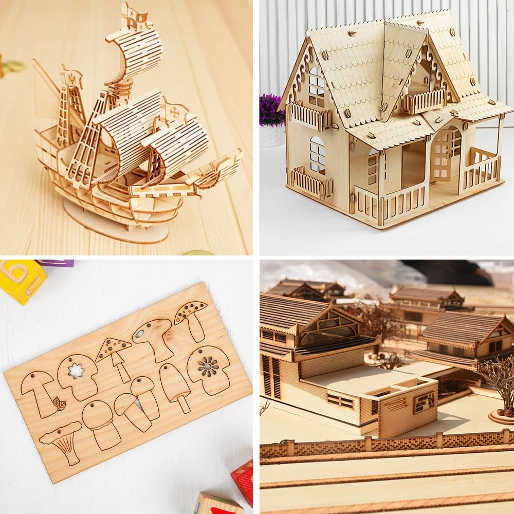 DIYDEC 12 Pack Basswood Sheets 12 x 8 x 1/13 Inch Thin Plywood Wood Sheets Unfinished Wood Squares Boards Balsa Wood Sheets for Crafts Architectural Models Laser Cutting Wood Burning and Drawing