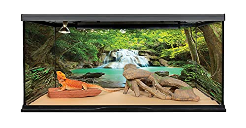 Reptile Habitat Background; Rain Forest with Waterfall, for Zoo Med 40 gal. 36Lx18Wx18H Terrarium, 3-Sided Wraparound