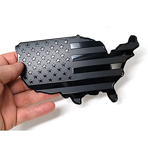 MULL USA Map Flag Metal Trailer Hitch Cover Heavy Duty for Trucks Cars SUV (Fits 2" Receiver, Black Map Flag)