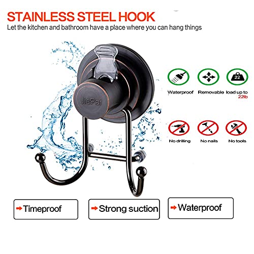 JiePai Vacuum Suction Cup Hooks Bath Towel Holder Wall Towel Rack，Suction Soap Dish ，Oil Rubbed Bronze