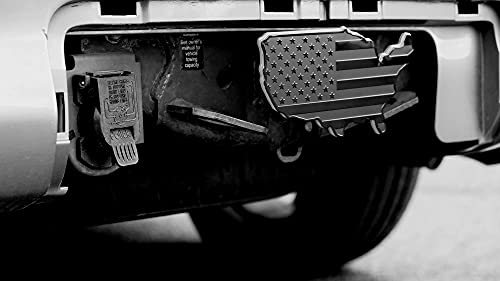 MULL USA Map Flag Metal Trailer Hitch Cover Heavy Duty for Trucks Cars SUV (Fits 2" Receiver, Black Map Flag)
