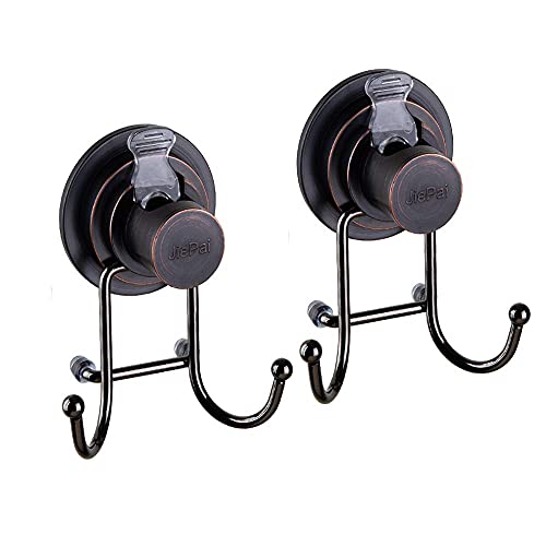 JiePai Vacuum Suction Cup Hooks Bath Towel Holder Wall Towel Rack，Suction Soap Dish ，Oil Rubbed Bronze
