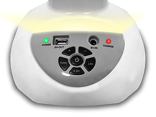 Technical Pro Portable 12 inch Rechargeable Oscillating Tabletop Fan with LED Night light and Powerbank.