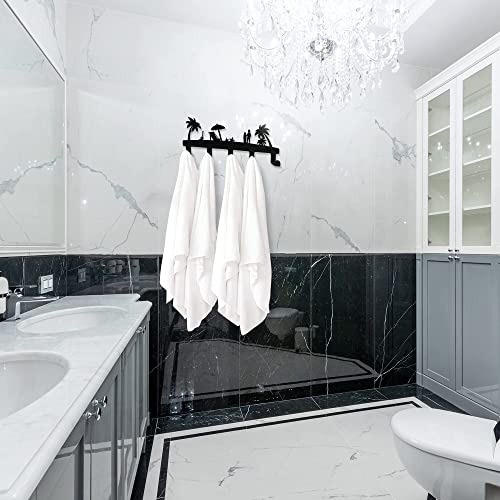 Towel Racks for Bathroom 16 Inch Towel Coat Key Hooks Holder Bedroom Hanger Living Room Wall-Mounted Metal โ 5 Hooks Rust-Proof and Waterproof-Black (Black),Y-4