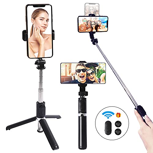 Selfie Stick for iPhone - Upgrade Detachable Selfie Light, 44 Inch Extendable Tripod with Wireless Remote, 3 Light Modes, 9 Brightness Levels, Compatible with All iPhone & Android Devices