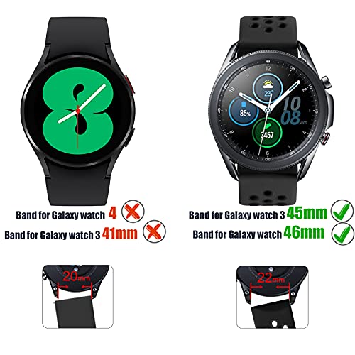 Easuny Sport Band Compatible for Samsung Galaxy Watch 3 45mm/Galaxy Watch 46mm /Gear S3 Frontier,22mm Quick Release Silicone Breathable Watch Strap Accessories, Black/Black L