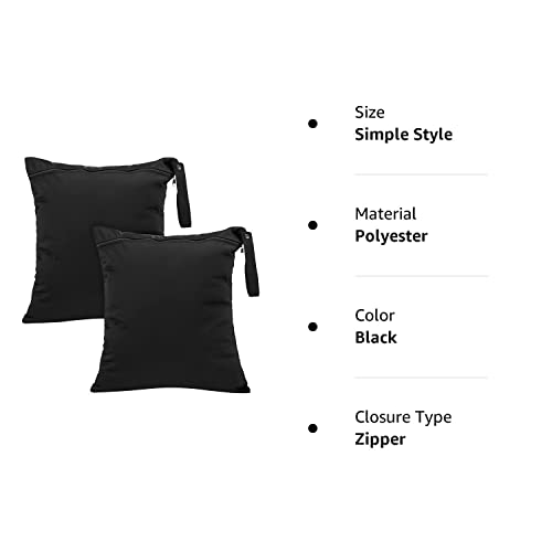 2 Pcs Large Travel Laundry Bag Washable Waterproof Wet Dry Bag Large Dirty Clothes Bag Bathing Suit Workout Bag for Gym Clothes Laundry Wet Clothes Swimming Yoga (Solid Black)