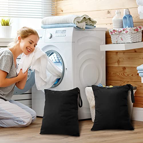 2 Pcs Large Travel Laundry Bag Washable Waterproof Wet Dry Bag Large Dirty Clothes Bag Bathing Suit Workout Bag for Gym Clothes Laundry Wet Clothes Swimming Yoga (Solid Black)