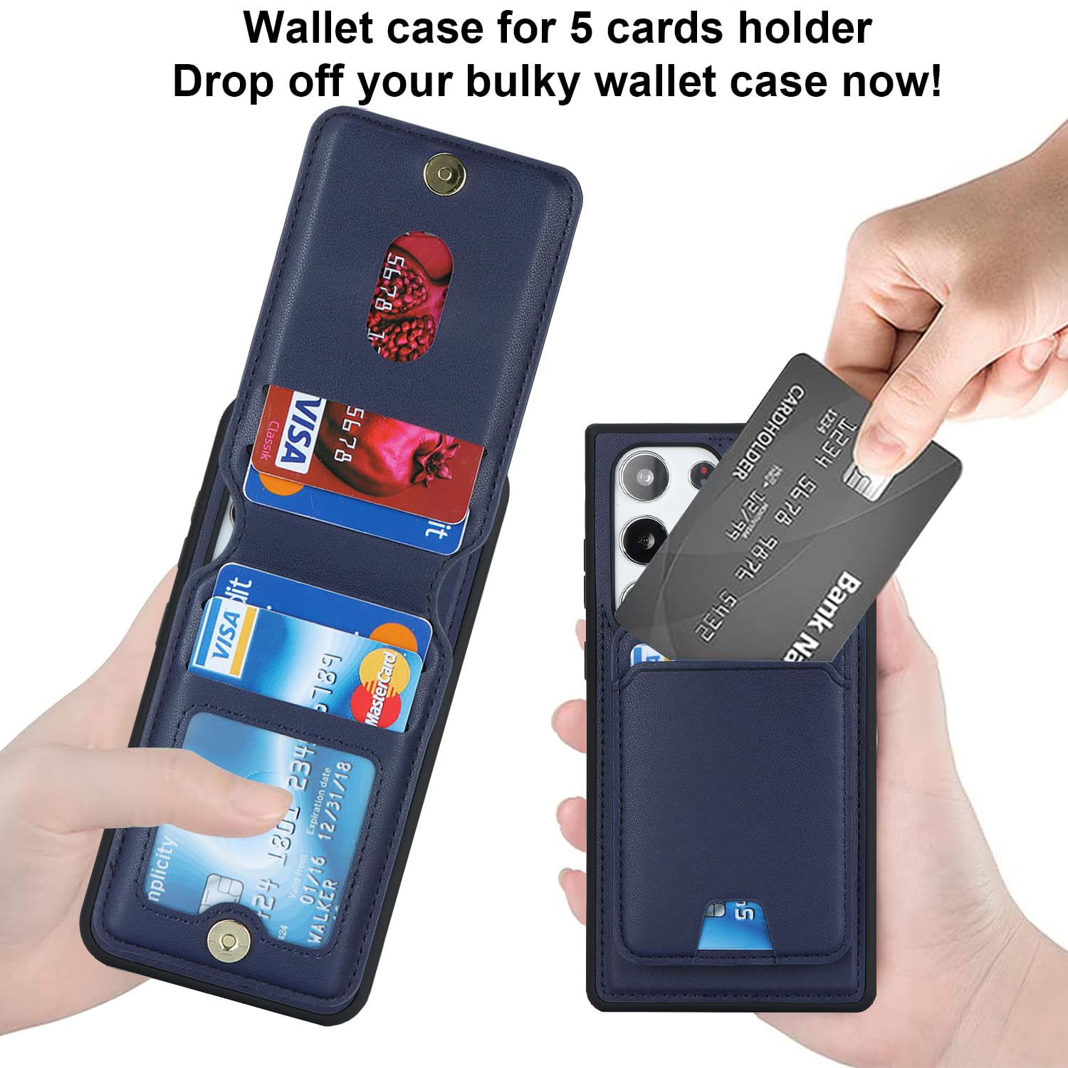 Havaya for Galaxy S23 Ultra case magsafe Compatible Samsung Galaxy S23 Ultra case Magnetic with Card Holder S23 Ultra Leather Phone case Magnetic Wallet Detachable for Men-Blue