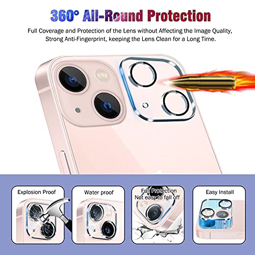 QHOHQ 2 Pack Privacy Screen Protector for iPhone 13 6.1" with 2 Packs Camera Lens Protector, Full Screen Tempered Glass Film,9H Hardness Scratch Resistant, Anti Spy, Easy Install - Case Friendly