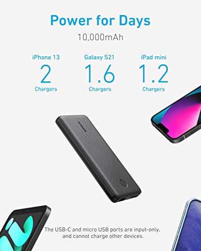 Anker 313 Power Bank & Powerline II Lightning Cable (3 Pack), Compatible with iPhone SE 11 11 Pro 11 Pro Max Xs Max XR X, iPad, and More