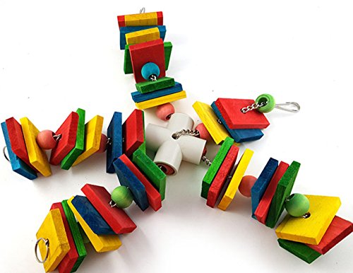 AIRUIFENG Medium Large Bird Chew Toy for Parrot Macaw African Greys Cockatoo Eclectus Parakeet Cockatiel Conure Lovebirds Cage Wood Blocks Toy
