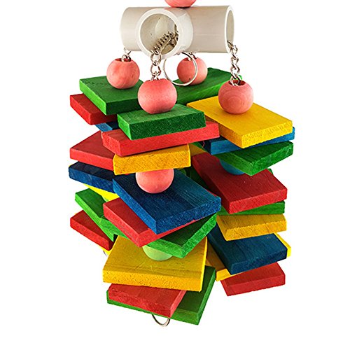 AIRUIFENG Medium Large Bird Chew Toy for Parrot Macaw African Greys Cockatoo Eclectus Parakeet Cockatiel Conure Lovebirds Cage Wood Blocks Toy