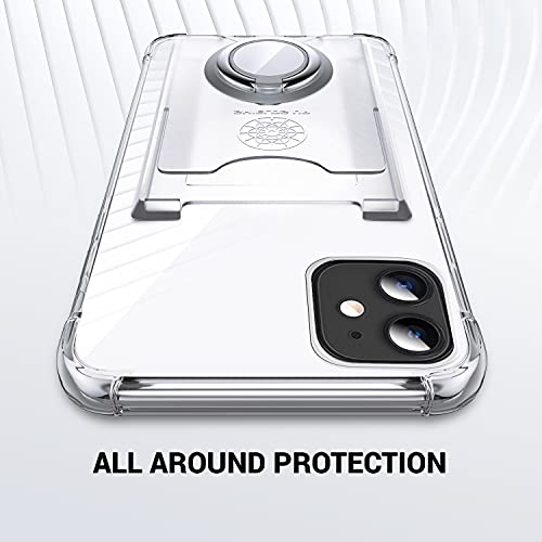 Shields Up Designed for iPhone 11 Case, Minimalist Wallet Case with Card Holder [3 Cards] & Ring Kickstand/Stand, [Drop Protection] Slim Protective Cover for Apple iPhone 11 (6.1 inch) - Clear
