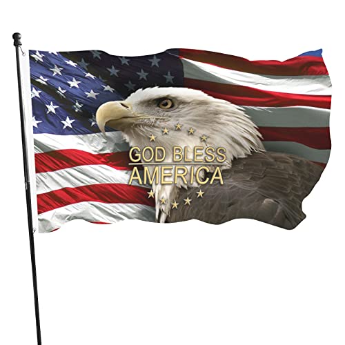 God Bless America Outdoor Flags, American Bald Eagle 3X5 Foot Flag,Patriotic 4th of July Independence Day Garden Decorations,Fade Resistant Yard Flag for Patio,Lawn
