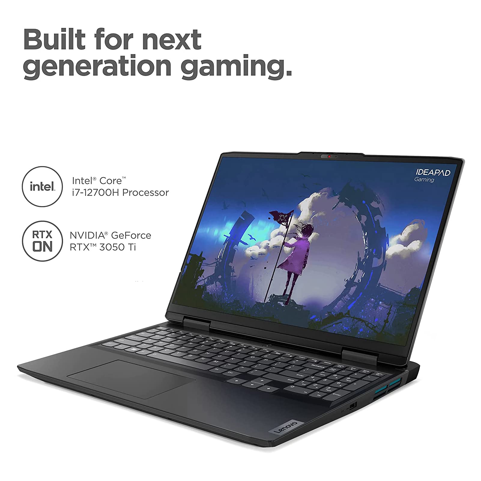 Lenovo Ideapad 3i Gaming 15.6" FHD 120Hz Laptop, Intel Core i7-12700H, 16GB RAM 2TB PCIe SSD, GeForce RTX 3050Ti Graphics, Backlit Keyboard, Onyx Grey with TWE HDMI Cable