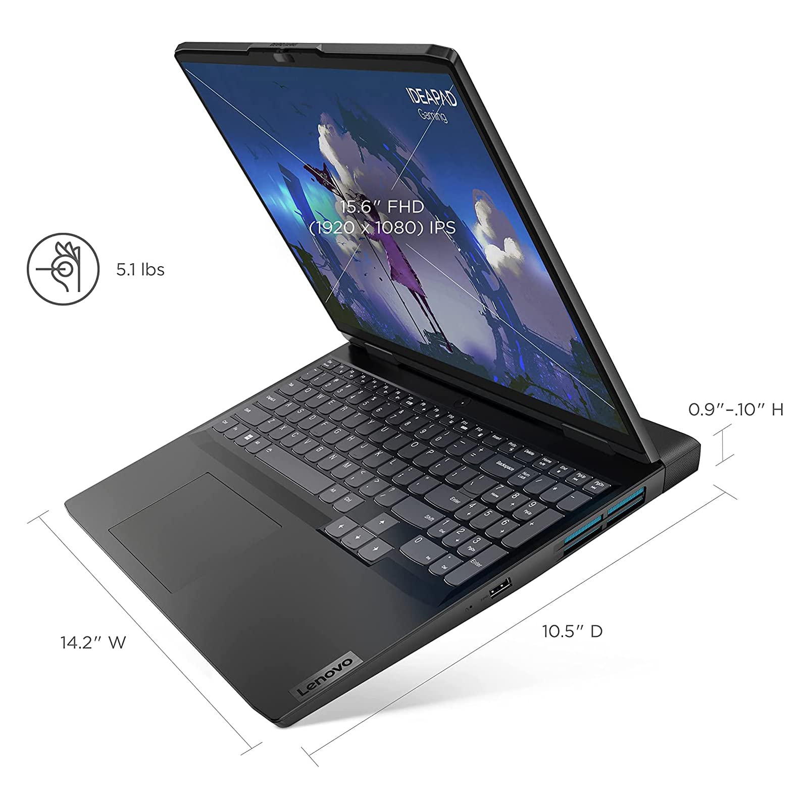 Lenovo Ideapad 3i Gaming 15.6" FHD 120Hz Laptop, Intel Core i7-12700H, 16GB RAM 2TB PCIe SSD, GeForce RTX 3050Ti Graphics, Backlit Keyboard, Onyx Grey with TWE HDMI Cable