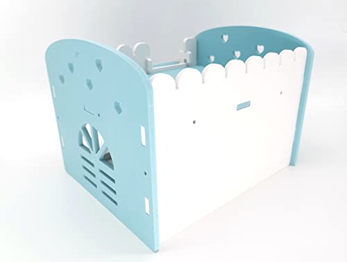 WOWOWMEOW Small Animal Bunkbed House Hideout Detachable Habitat Hut Exercise Playground for Chinchilla Rat Hamster Hedgehog (Medium, Blue)