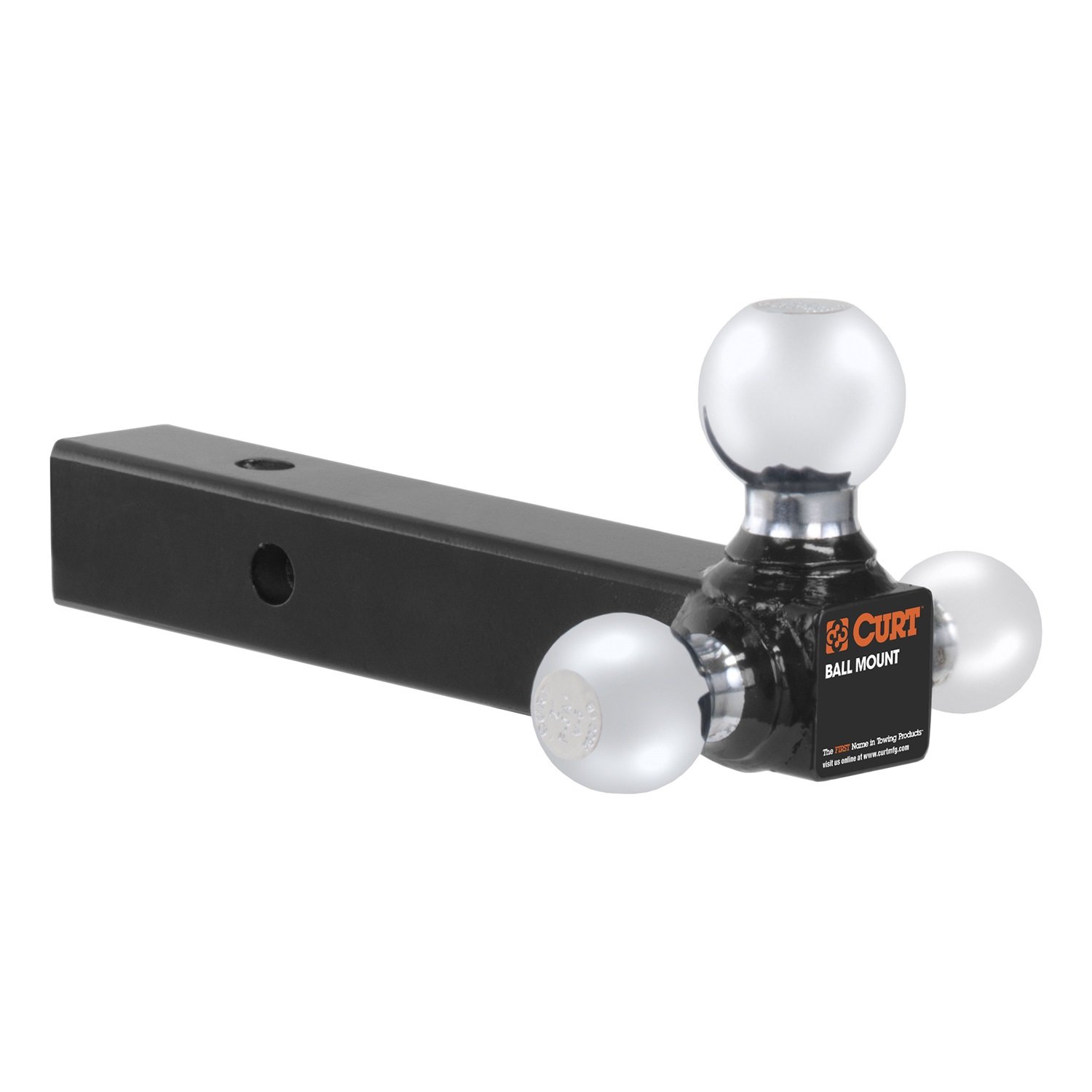 CURT 45655 Multi-Ball Trailer Hitch Ball Mount, 1-7/8, 2, 2-5/16-Inch Balls, Fits 2-Inch Receiver, 10,000 lbs