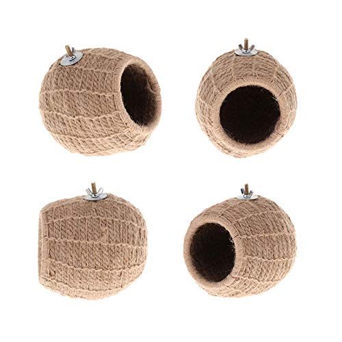 AIRUIFENG Bird Breeding Nest Cotton Rope Bed Toy for Parrot Budgie Parakeet Cockatiel Parakeet Conure Canary Finch Lovebird Small Medium Animal Cage Hatching Nesting Box (Hemp)