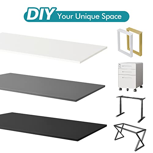 Kaboon 55x28 in Black Table Top, Solid One-Piece Wood Desktop, Universal Wood Countertop, Reversible Laminate Top, Double Desks, Laundry Folding Table, L-Desk,27.5" D x 55" W