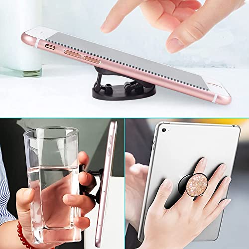 DaBuBu New Version Phone Holder 3 Pack Black Purple Pink Glitter Art Expanding Grip Stand Finger Holder for Smartphone and Tablets