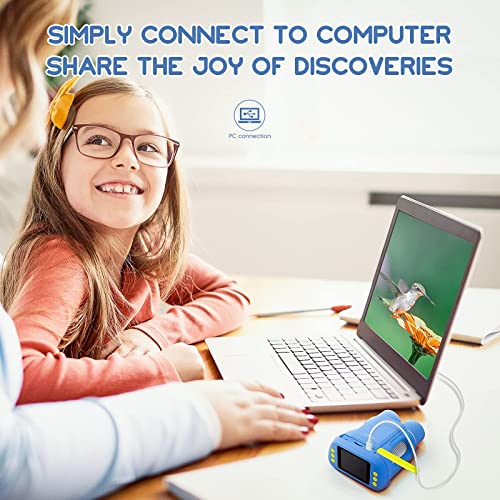 Andonstar AD122 Kids Microscope&Telescope Double Lens, Portable Handheld Microscope Binoculars, Digital Camera&Video Microscope Kit for Kids, 2" LCD Blue, Windows/Mac Compatible, SD Card Included