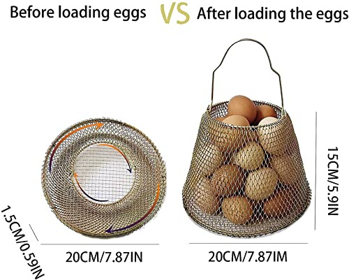 Auhafaly Egg Basket, Collapsible Mini Storage - Can Easily Load Eggs for Carrying and Collecting Eggs, Easy Washing, and Fast-drying, Country Primitive Farmhouse Style (Medium)