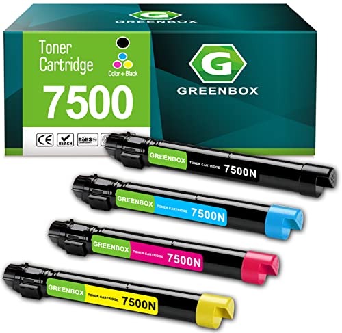 GREENBOX Remanufactured Phaser 7500 Toner Cartridge Replacement for Xerox 106R01439 106R01438 106R01437 106R01436 for Phaser 7500 7500N 7500V (4 Pack)