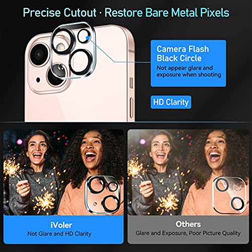 ivoler [4-pack] Camera Lens Protector for iPhone 13 6.1''/13 Mini 5.4'' Tempered Glass Screen Protector (Not for iPhone 13 Pro), HD Clear [Anti-Scratch] [Bubble Free] [Case Friendly],Black Circle
