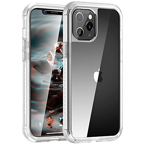 Omio for iPhone 12 Pro Max Case with Built-in Screen Protector 360 Full Body Protective Phone Case for iPhone 12 Pro Max, Heavy Shockproof Anti-Scratch Rugged Case for iPhone 12 Pro Max - Clear.