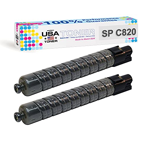 MADE IN USA TONER Compatible Replacement for Ricoh SP C820 SP C821 821026, 821034 (Black, 2 Pack)