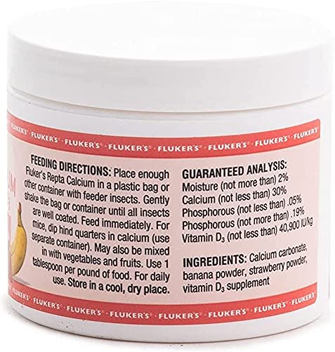 DBDPet Fluker's Repta Strawberry-Banana Flavored Calcium with Vitamin D3 (4oz) - Includes Attached Pro-Tip Guide