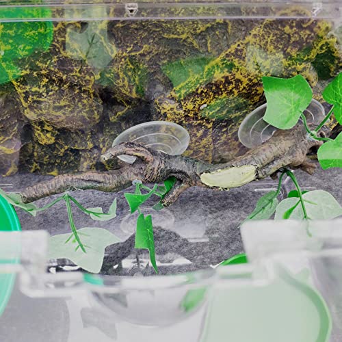 Hamiledyi Reptile Corner Branch Climbing Terrarium Plant Decoration Fake Vines Hanging with Suction Cup for Snakes Amphibian Bearded Dragons Lizards Frogs Geckos Tank Habitat Decor (2 PCS)