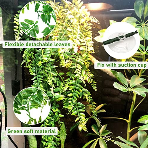 Hamiledyi Reptile Corner Branch Climbing Terrarium Plant Decoration Fake Vines Hanging with Suction Cup for Snakes Amphibian Bearded Dragons Lizards Frogs Geckos Tank Habitat Decor (2 PCS)