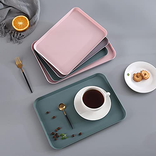LtyTz 3 Pack 8 x 12 Inch Plastic Tray Blue - Restaurant Grade Non-Slip Tray Excellent for Weddings, Buffets, Birthday, Coffee Table, Kitchen & More