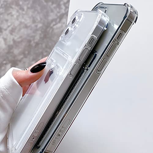 Tuokiou Clear Wallet Phone Case for iPhone 12 Pro Max Upgrade Card Slot Case Slim Fit Protective Soft TPU Shockproof Cover with Cute Card Holder for Apple iPhone 12 Pro Max 6.7 inch (2020) (Green)