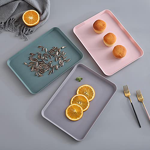 LtyTz 3 Pack 8 x 12 Inch Plastic Tray Blue - Restaurant Grade Non-Slip Tray Excellent for Weddings, Buffets, Birthday, Coffee Table, Kitchen & More