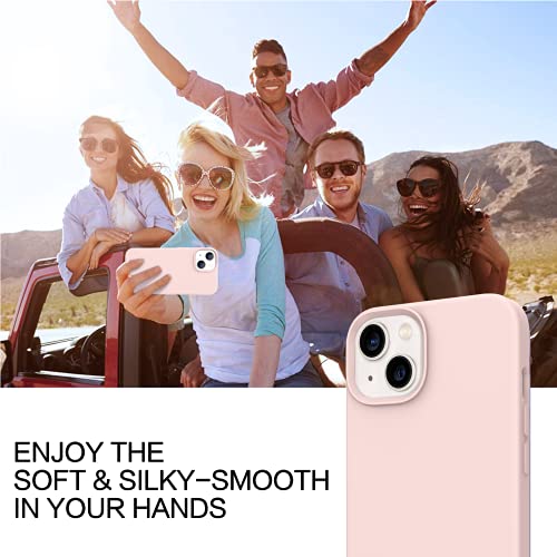 VENINGO iPhone 13 Case,Phone Case for iPhone 13,Slim Fit Liquid Silicone Soft Gel Rubber Lightweight Microfiber Lining Shockproof Anti-Scratch Protective Phone Cover for iPhone 13 6.1'' 2021,Pink Sand