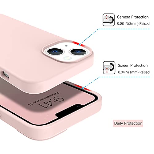 VENINGO iPhone 13 Case,Phone Case for iPhone 13,Slim Fit Liquid Silicone Soft Gel Rubber Lightweight Microfiber Lining Shockproof Anti-Scratch Protective Phone Cover for iPhone 13 6.1'' 2021,Pink Sand