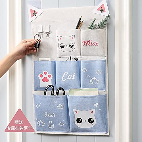 MIMOMA Wall Hanging Storage Bag,Over The Door Organizer Pocket,7 Pockets Premium Linen Fabric Pouches for Closet,Living Room,Bedroom,Bathroom (Pag)