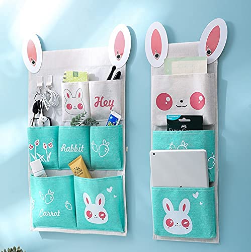 MIMOMA Wall Hanging Storage Bag,Over The Door Organizer Pocket,7 Pockets Premium Linen Fabric Pouches for Closet,Living Room,Bedroom,Bathroom (Pag)