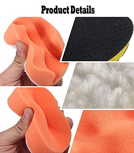 Meraviglie Stella Car Polishing Pads Kit 31 Pcs 3 Inch Foam Buffing Pad with Drill Suction Cups Attachment for Auto Polisher Waxing Sealing Glaze Automotive Care Clear Tools Accessories